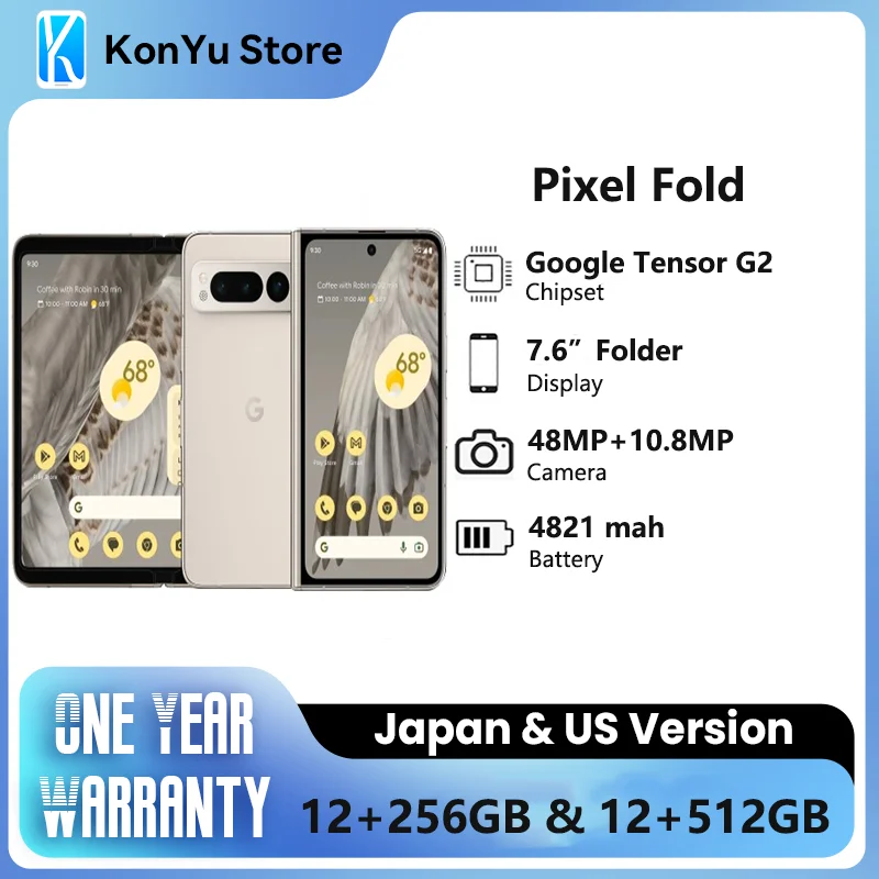 New Google Pixel Fold 5G Smartphone Google Tensor G2 120Hz Foldable OLED Display 48MP Triple ...