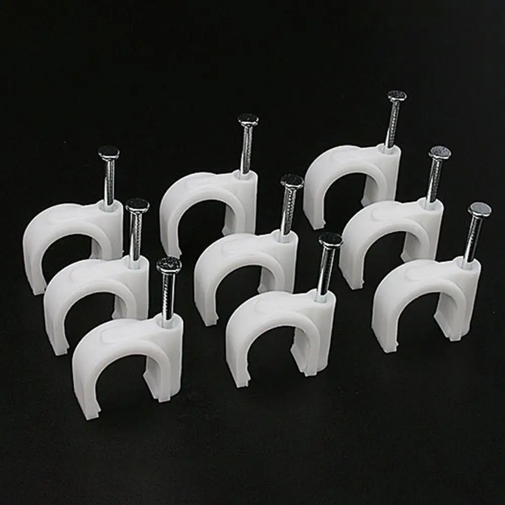 100Pcs U Shape Nail Clip Circle Cable Pipe Fixing Wall Hanging PVC Pipe ...