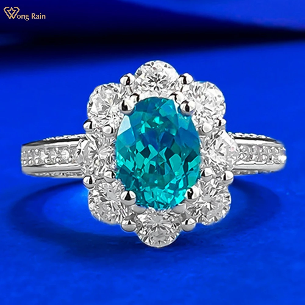 Wong Rain 100% 925 Sterling Silver Oval Cut 6*8 MM Paraiba Tourmaline ...