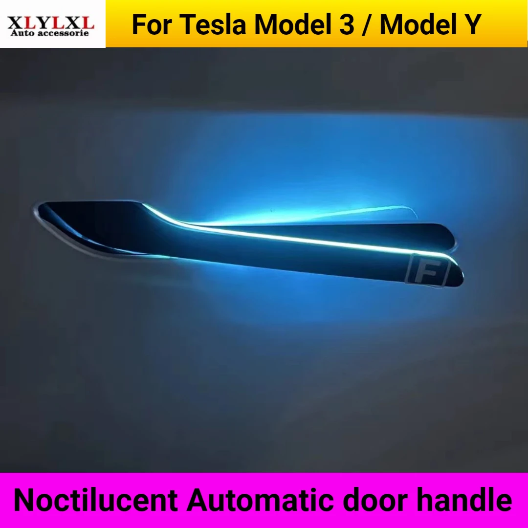 4pcs Noctilucent Automatic Door Handle For Tesla Model 3 Automatically ...