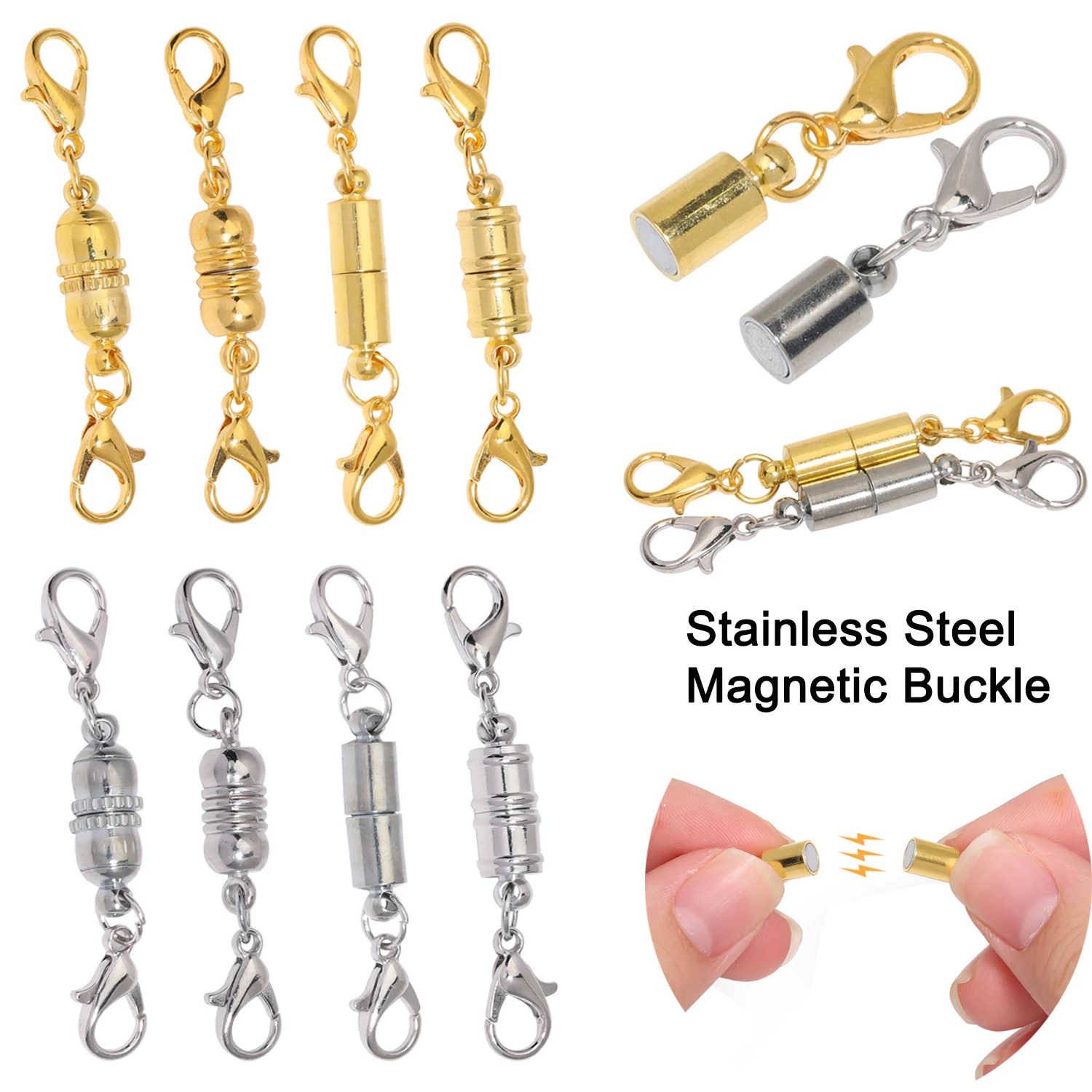 5Sets Stainless Steel Strong Magnetic Clasp Chain Buckle Slider Tubes ...