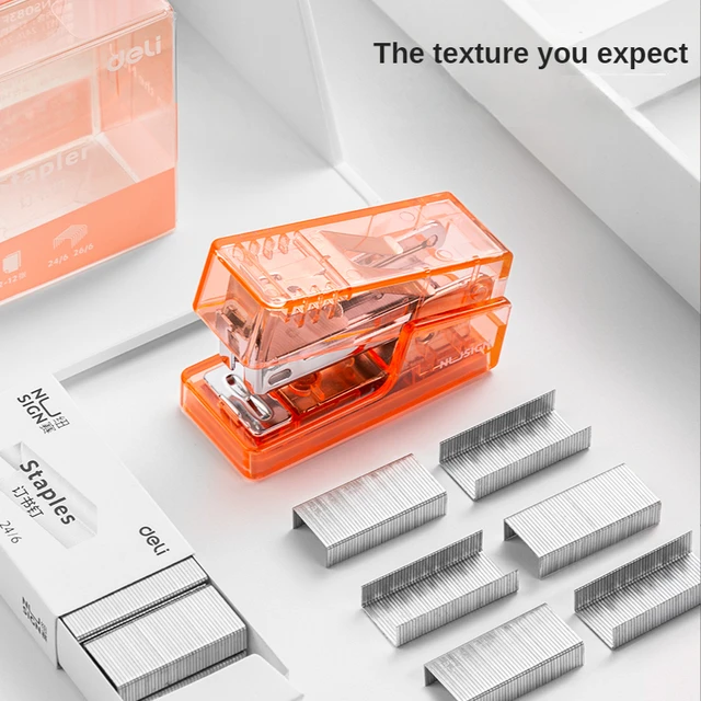 Deli Mini Átlátszó Tűzőgép Készlet Kapcsák Papír Kötőanyag Aranyos ...