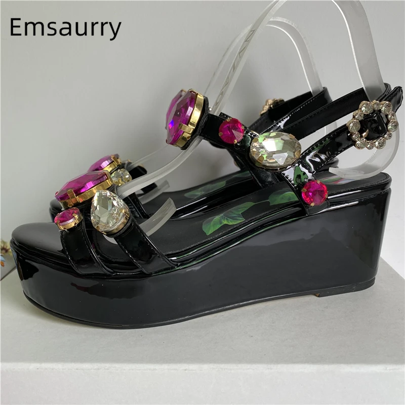 Rhinestone-Diamond-Ankle-Strap-Sandals-Women-High-Platform-Wedges ...