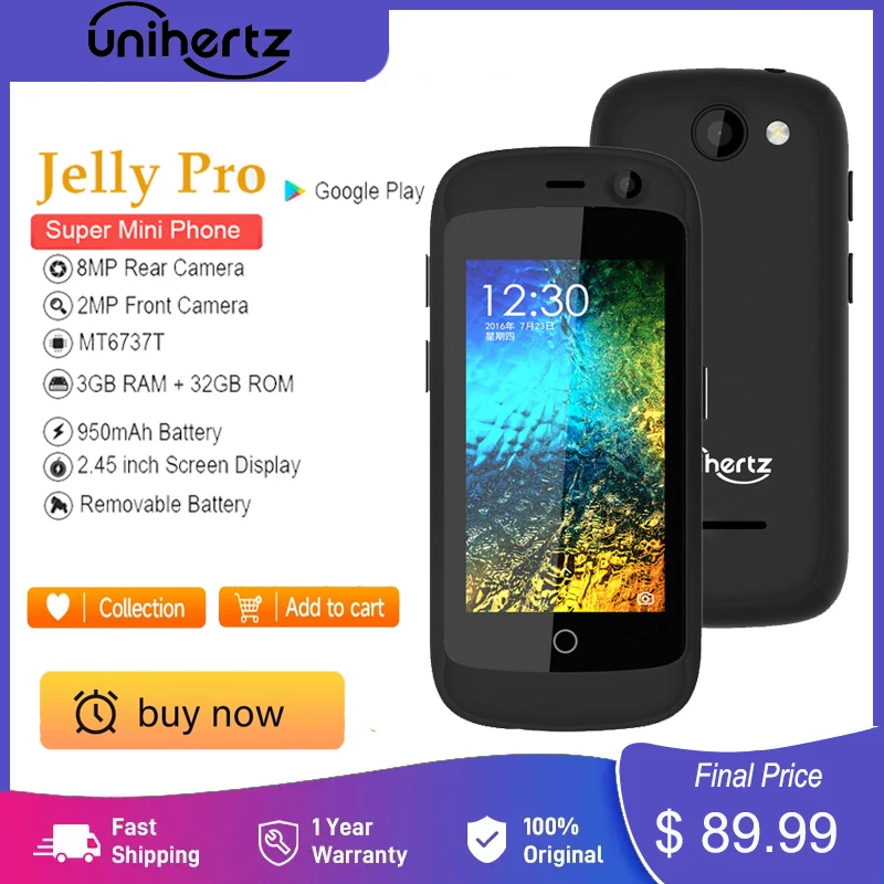 Unihertz Jelly Pro Quad Core Mini Smartphone 4G Android 8.1 3GB 32GB ...