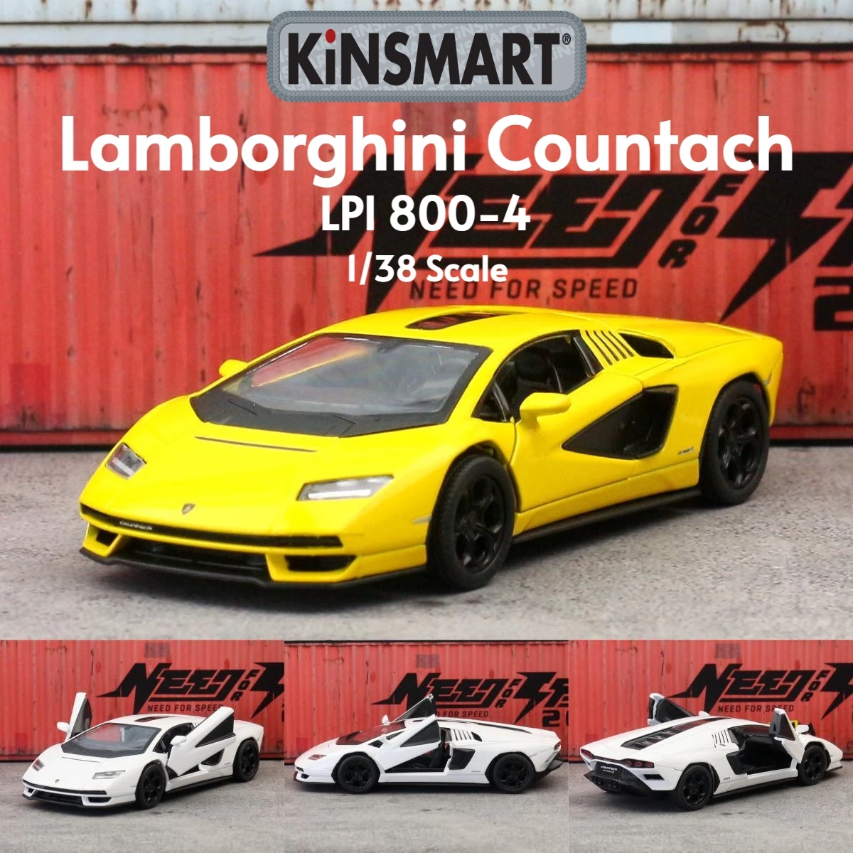 KiNSMART Toy Car Model 1/38 Lamborghini Countach LPI 800-4 Diecast ...