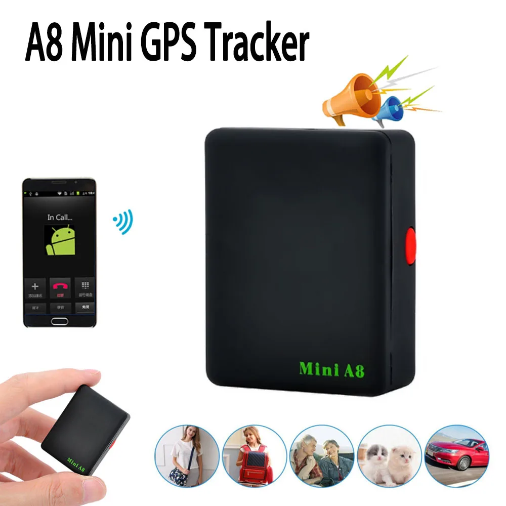 Mini localizador A8 para mascotas al aire libre, rastreador Gps en tiempo Real con botón de SOS ...