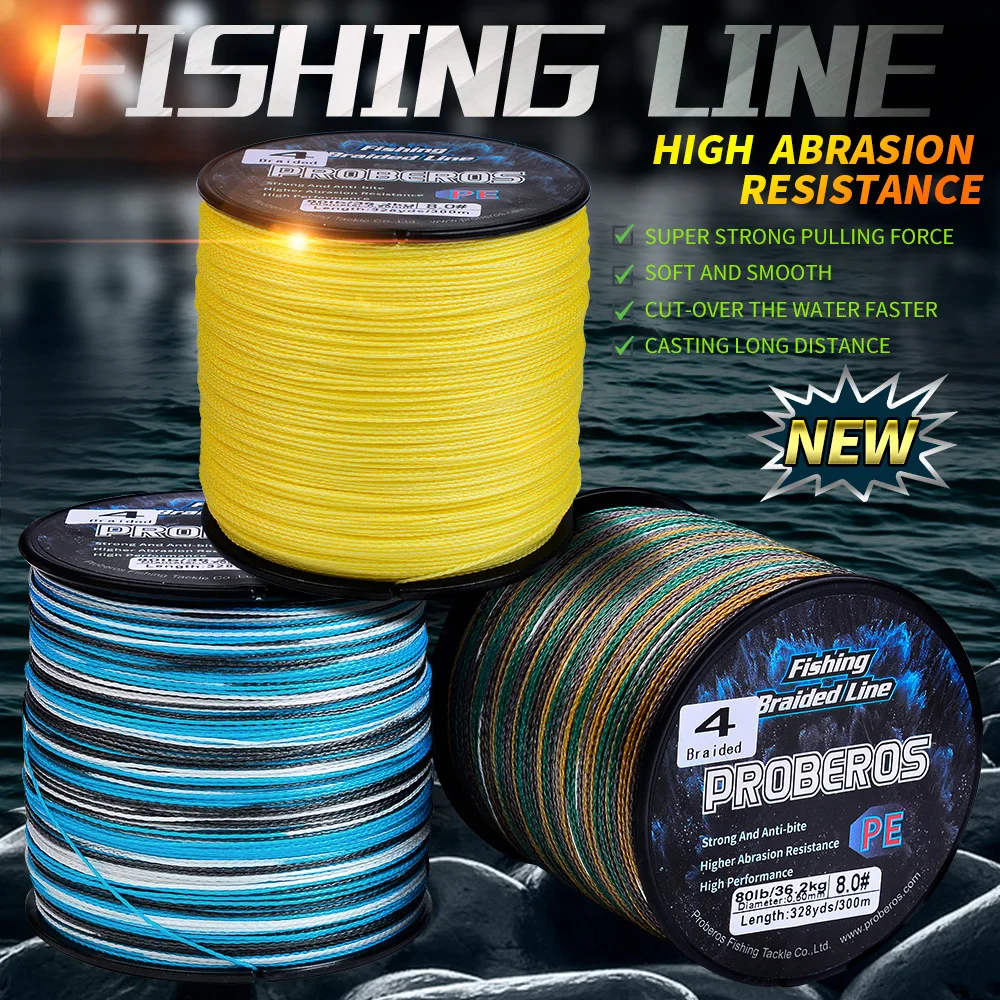 PROBEROS-New-300M-PE-Braided-Fishing-Line-Multicolor-Multifilament ...