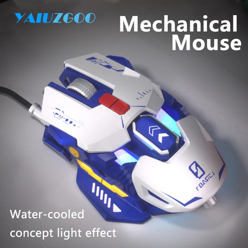 Wired Mechanical Mouse 6400 Adjustable DPI Gaming Mause USB Cyberpunk ...
