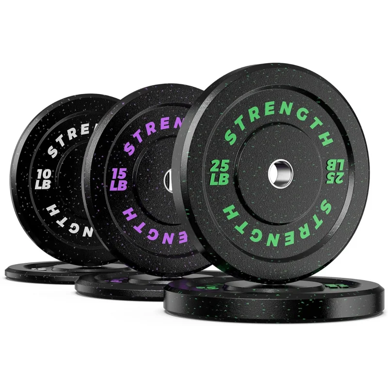 10-15-25-35-45-55LB-Bumper-Plates-High-Bounce-Weight-with-Colored-Fleck ...