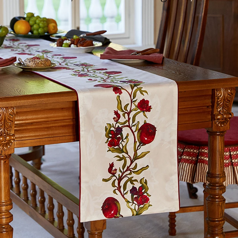 Hand-painted-Pomegranate-Table-Runner-Retro-Atmosphere-Tablerunner-Elegant-Teatable-Cover-Cloth ...