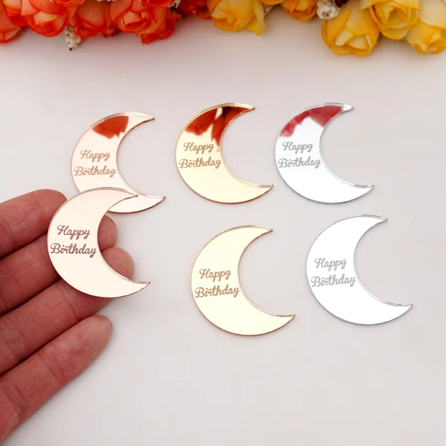 Personalized-3-5x4cm-Acrylic-Moon-Shape-Tag-Custom-Party-Gift-Home ...