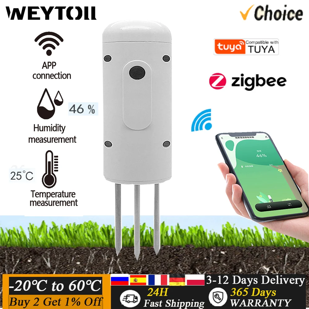 Tuya Zigbee Wireless Soil Tester Soil Moisture Meter Temperature ...