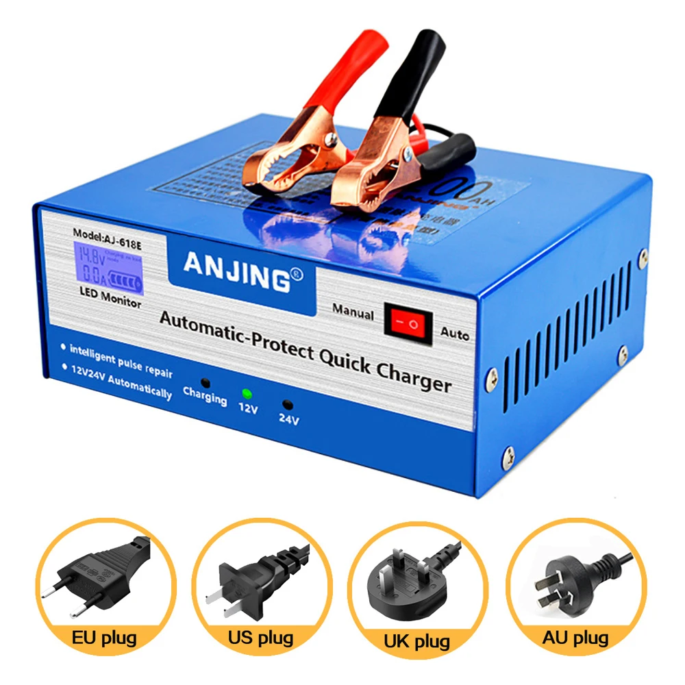 130W Power Battery Charger 12V 24V Car Battery Smart Pulse Repair ...