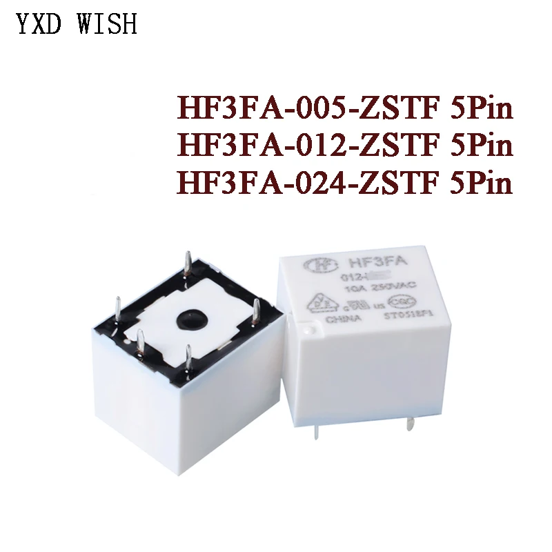 Relé de potencia HF3FA 005 012 024 ZSTF, 5 piezas, 5V, 12V, 24V, HF3FA 005 ZSTF, 5 pines, 10A ...