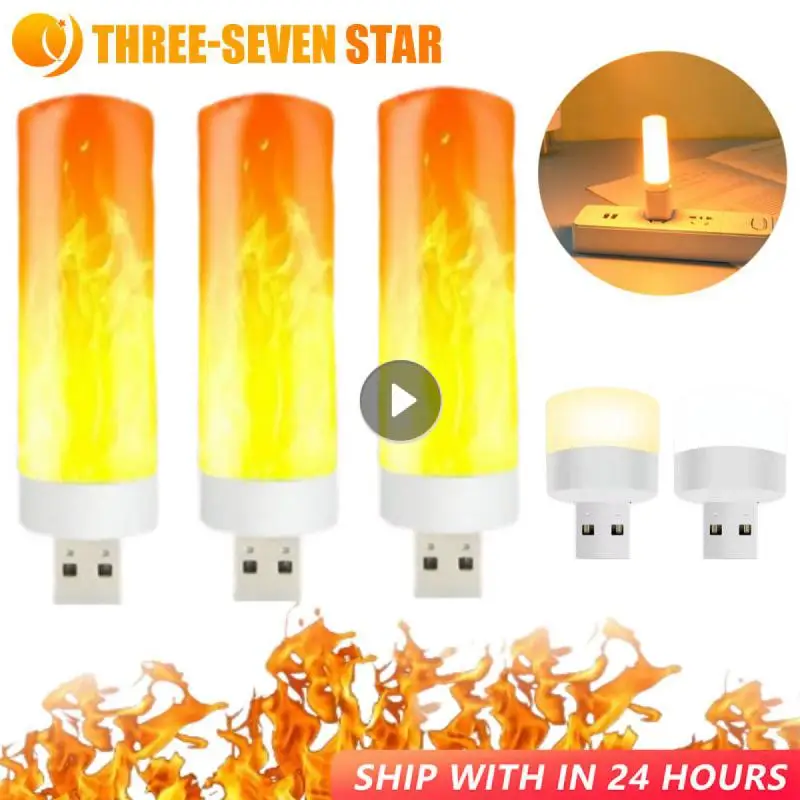 USB Night Light USB Atmosphere Light LED Flame Flashing Candle Lights ...