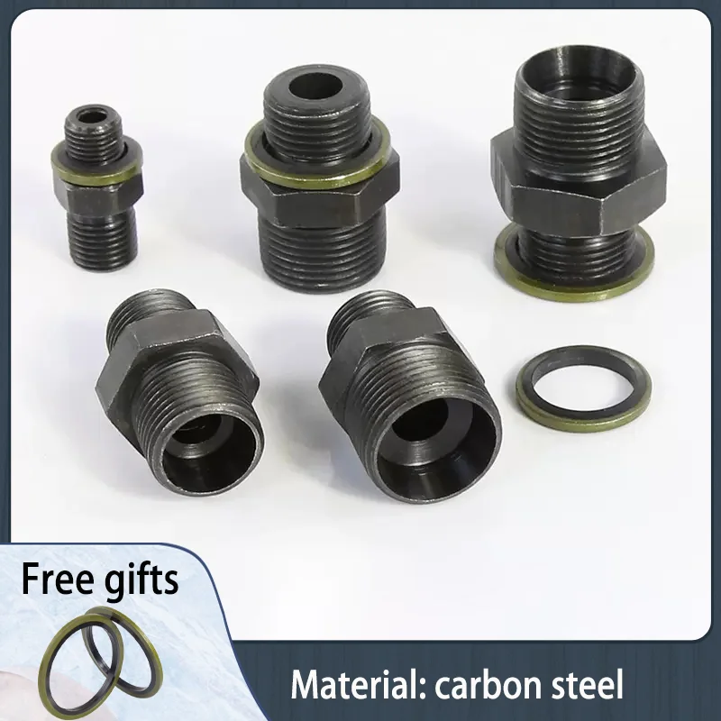 Hydraulic Adapter Transition Carbon Steel Metric Thread Fittings H-type Ferrule Straight ...