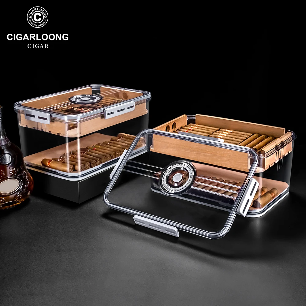 Cigar Companion Cedar Wooden Frame Transparent Cigar Cigar Box With ...