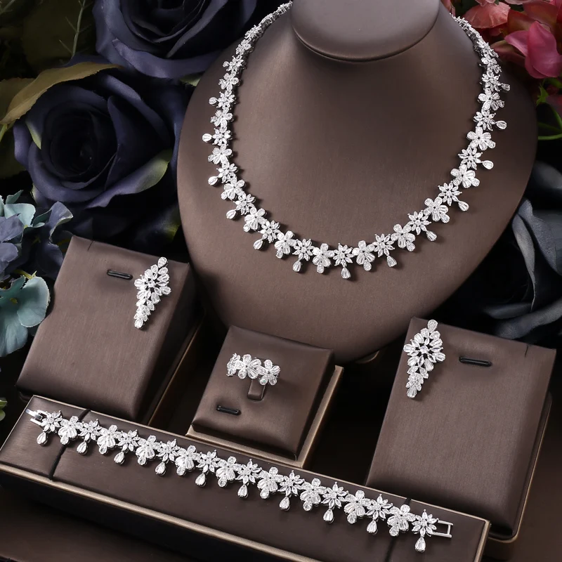Janekelly 4pcs Bridal Zirconia Full Jewelry Sets For Women Party ...