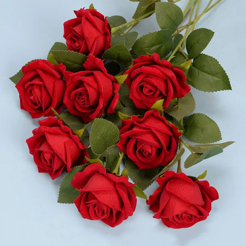 Artificial Rose Flowers Realistic Blossom Roses Real Touch Silk Rose ...