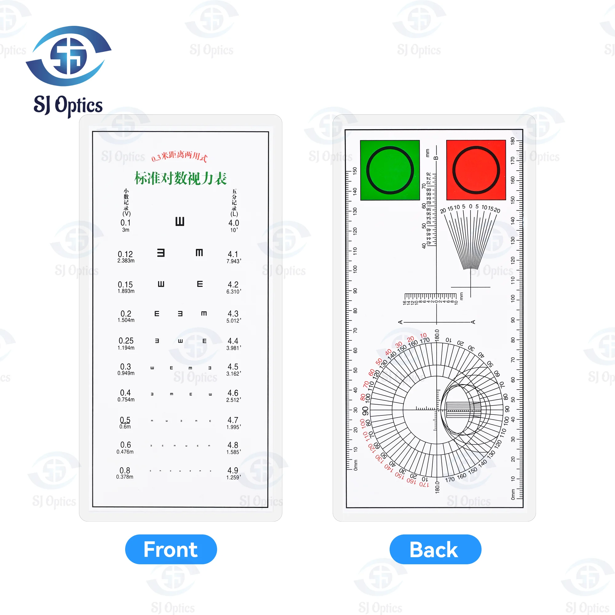 Dual-Sided Portable Eye Examination Chart – Standard Logarithmic Visual ...