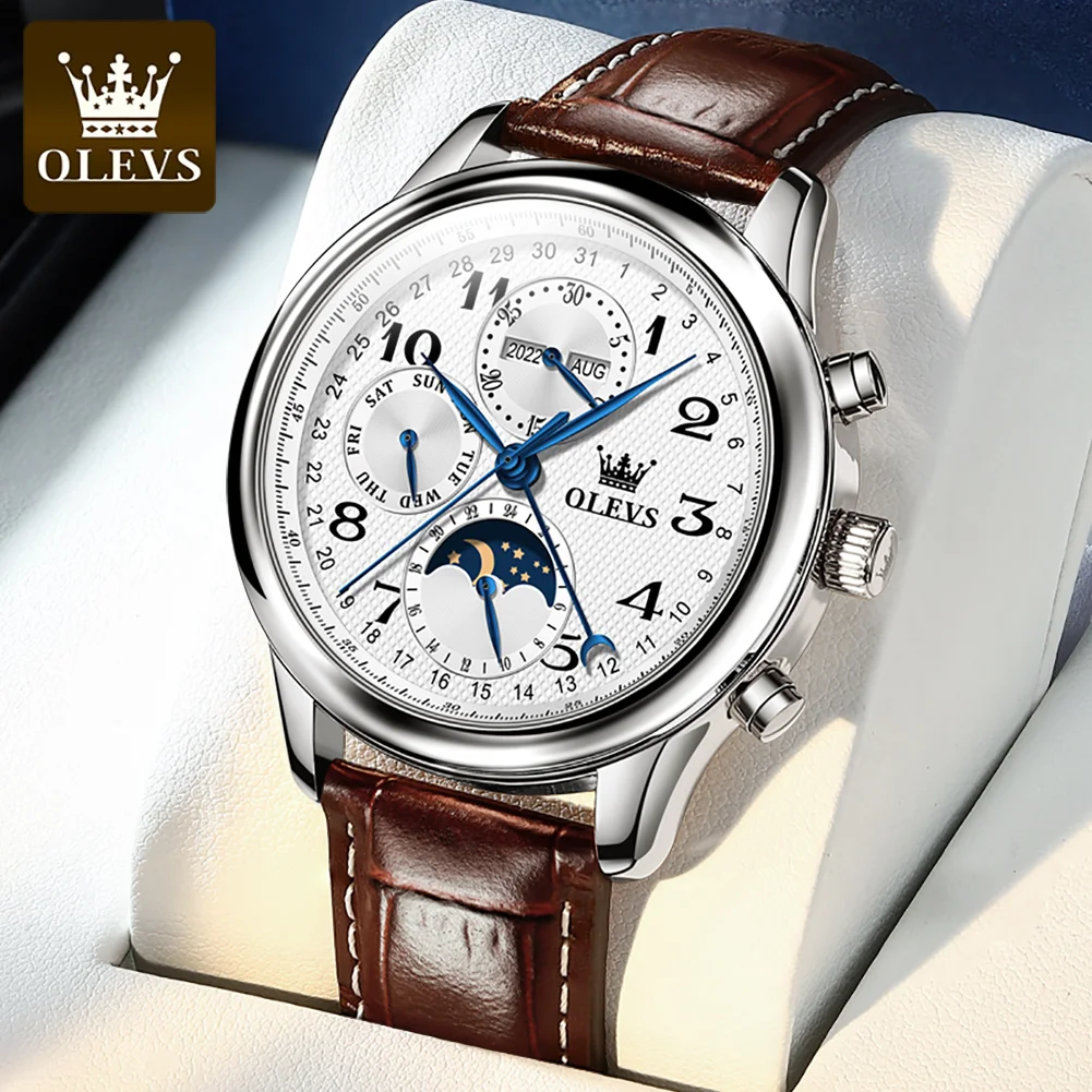 OLEVS Original Men's Automatic Wristwatch Moon Phase Calendar ...