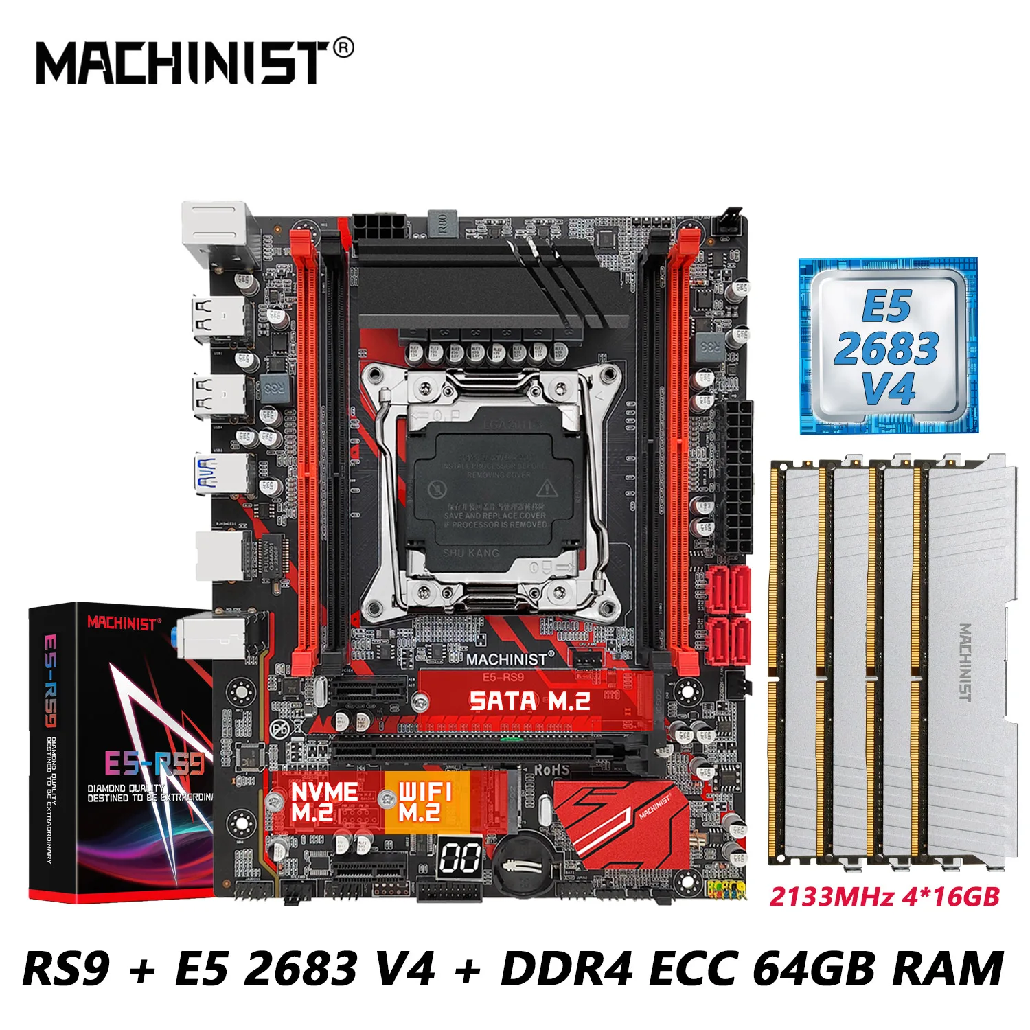 MACHINIST Conjunto de placa base X99 LGA 2011, CPU Xeon E5 2683 V4 ...