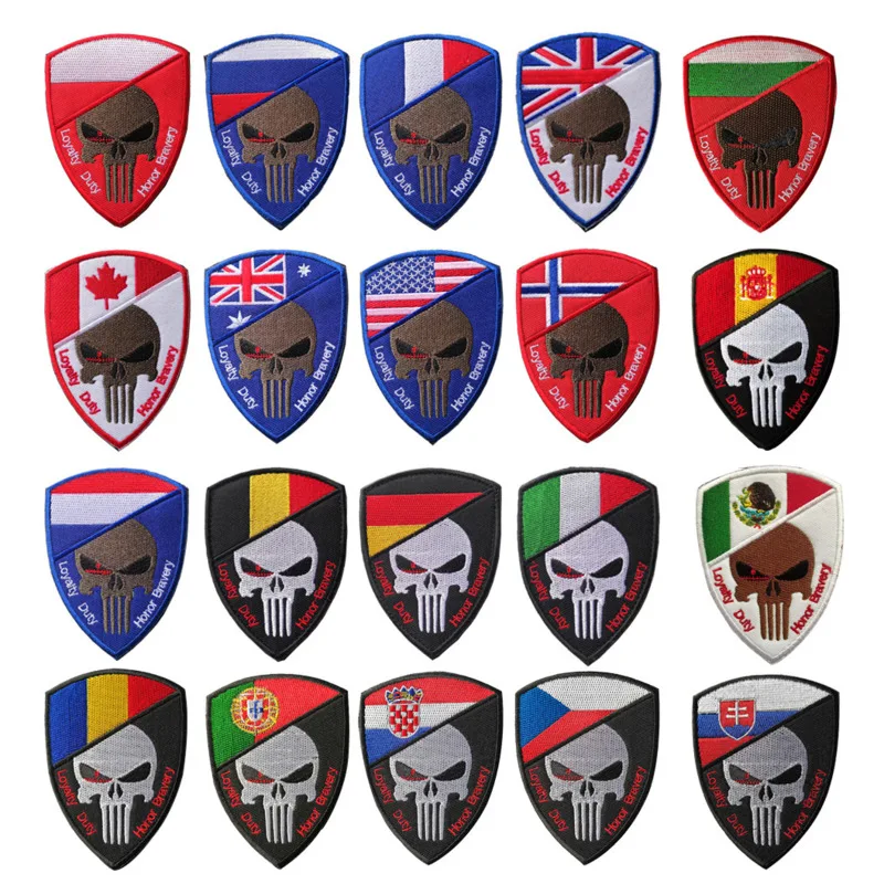 Country-Flag-Embroidered-Hook-Loop-Patch-Punisher-Skull-Russia-Spain-Turkey-Tactical-Military ...