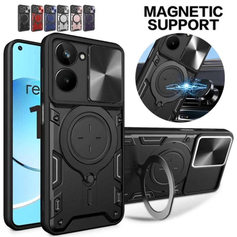For-Realme-10-4G-Case-Shockproof-Magnetic-Car-Holder-Ring-Armor-Cases ...