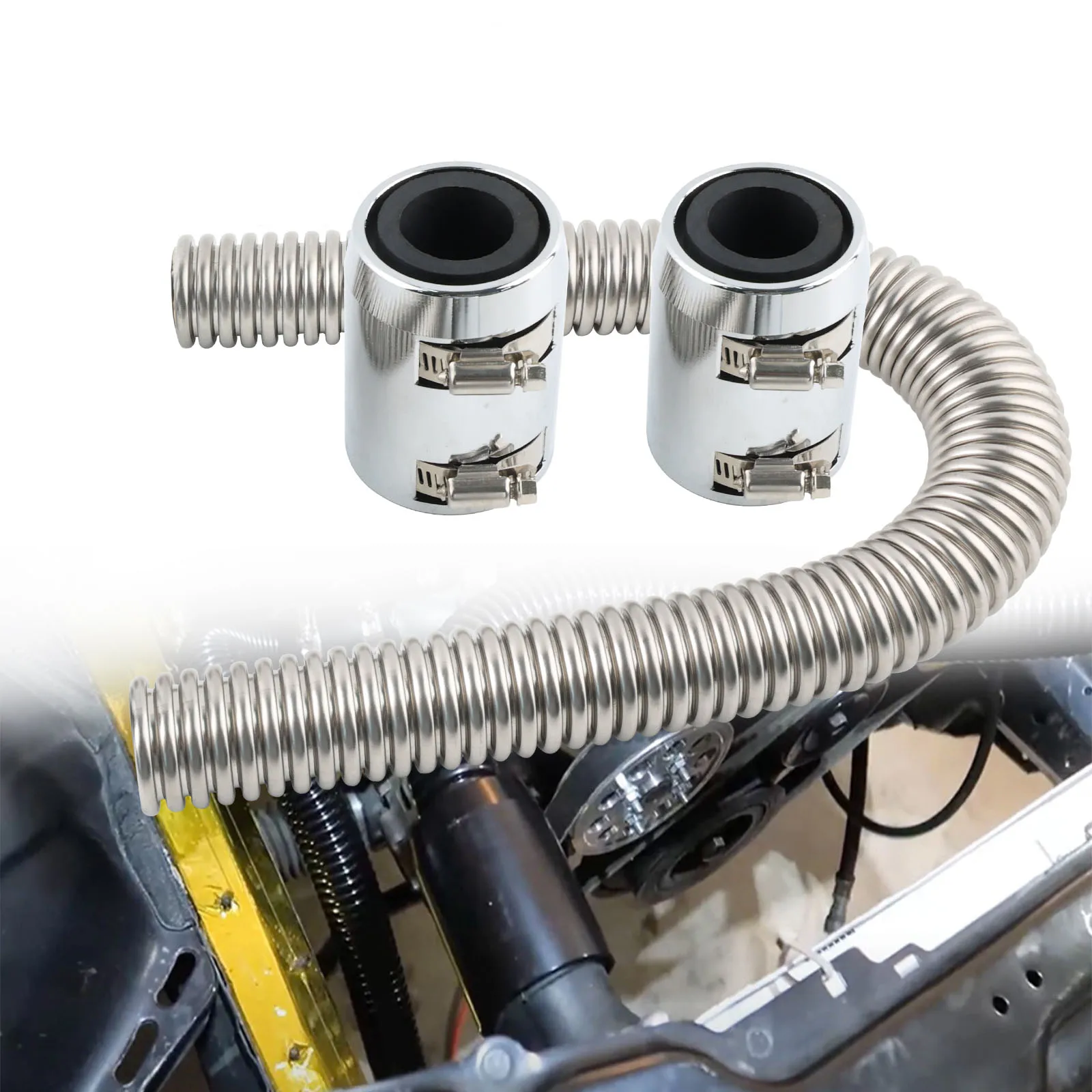 24-61cm-Stainless-Steel-Radiator-Hose-Flexible-Coolant-Water-Hose-Kit ...