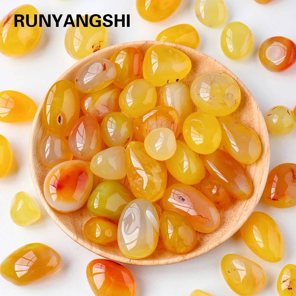 50G /Bag Natural Healing Yellow Carnelian Polished Rolling Stone Agate ...