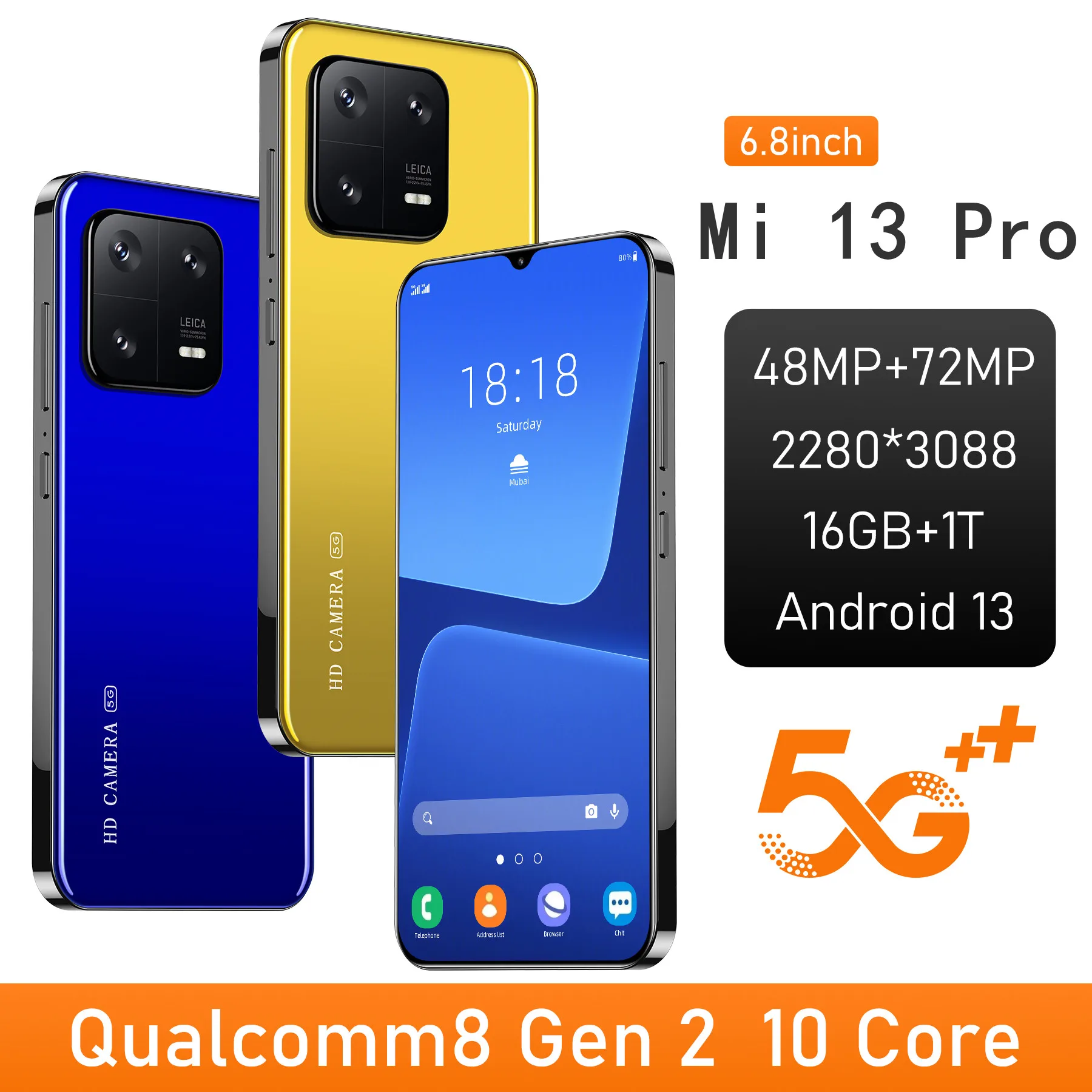 Mobile Phones Mi 13 Pro 6.8 HD Screen SmartPhone Original 16G+1TB 4G/5G ...