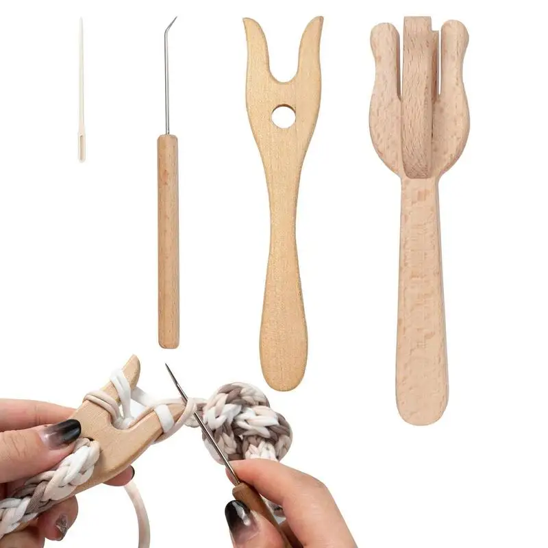 Wooden-Lusette-Wooden-Fork-Braider-Kit-Big-Eye-Needle-Set-Saw-Ingle-Set ...