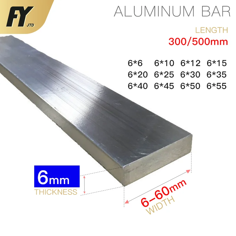 FUYI-Barra-de-aluminio-de-6061-de-espesor-6mm-de-ancho-6-60-de-longitud ...