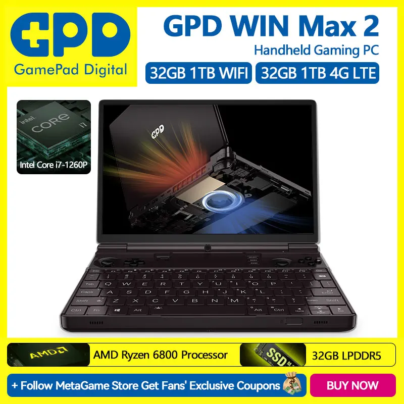 GPD WIN Max 2 Handheld Gaming PC Portable Mini Gaming Laptop AMD Ryzen ...