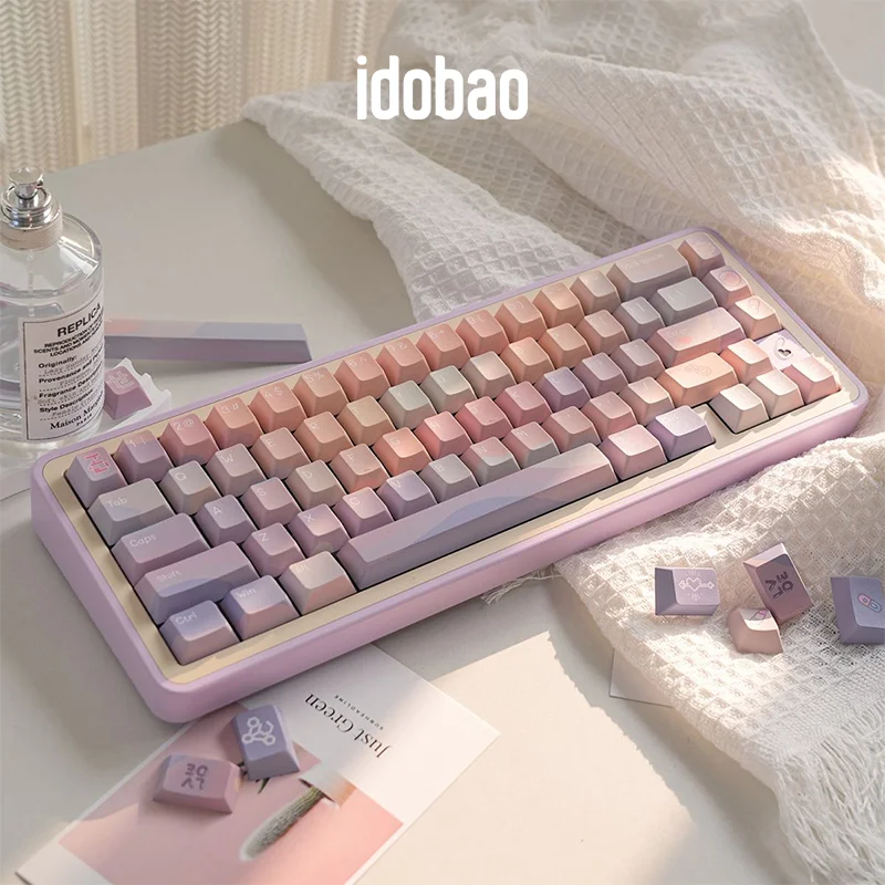 idobao-Pink-Cherry-Key-Caps-PBT-Keycaps-Purple-Keycaps-Kawaii-Cute ...