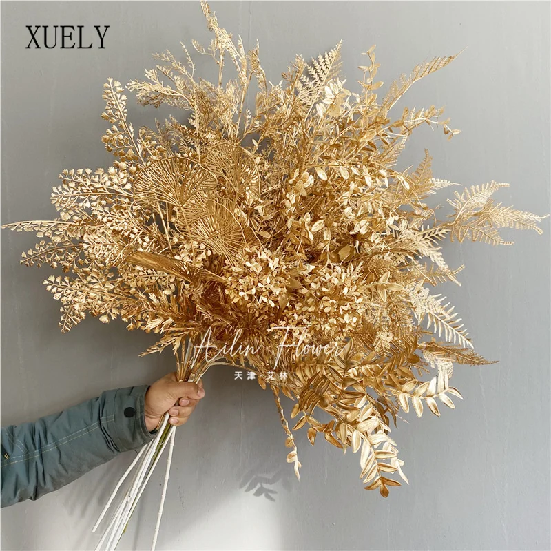 Gold-Series-Artificial-Plants-Leaf-Wedding-Supplies-Flower-Arrangement ...