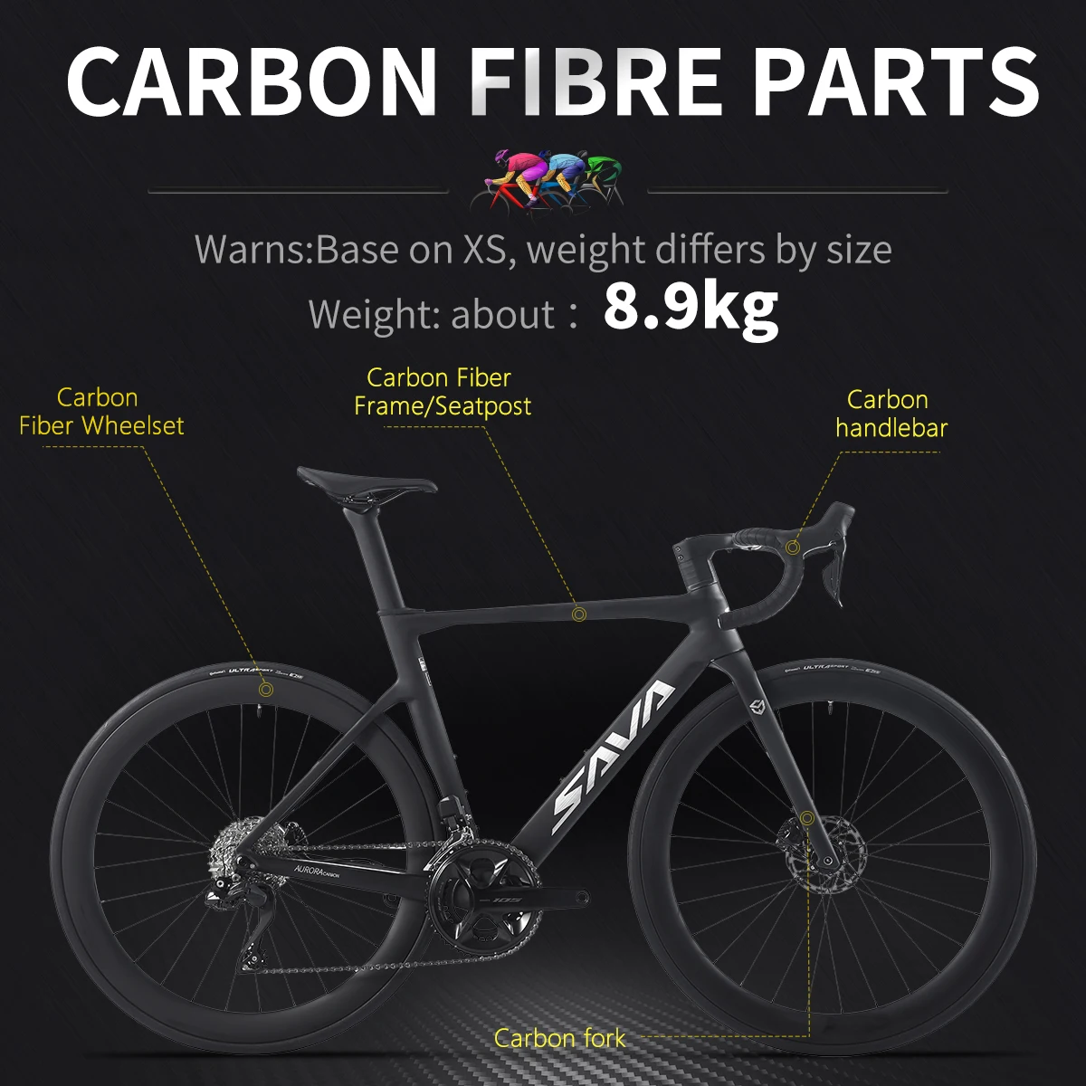 SAVA-R7-Carbon-Racing-Road-Bike-Carbon-Fiber-Frame-Wheels-Handlebar-Complete-Bike-Comes-With ...