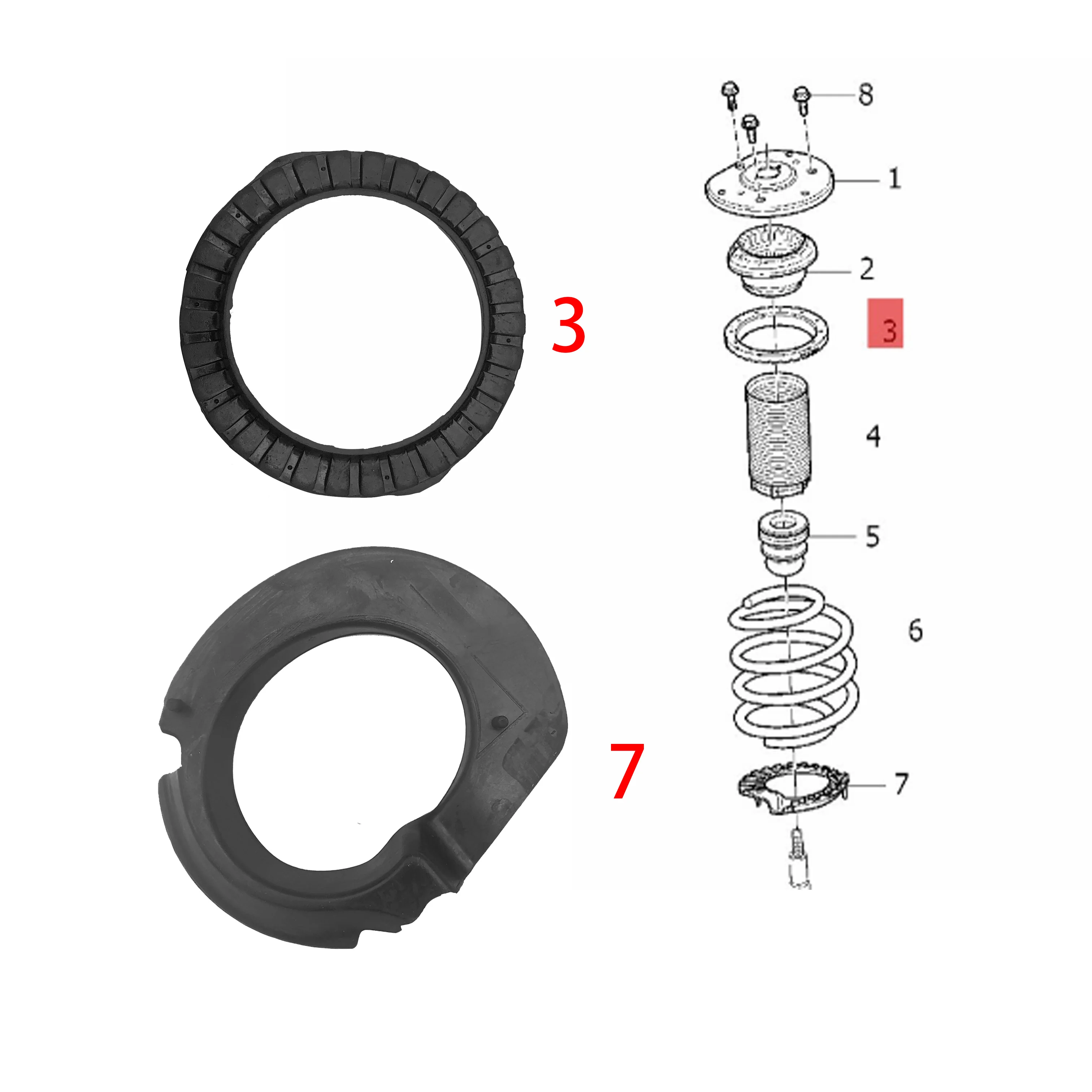 For-VOLVO-S60-V60-XC60-XC70-V70-Front-Shock-Absorber-Rubber-Pad-Gasket ...