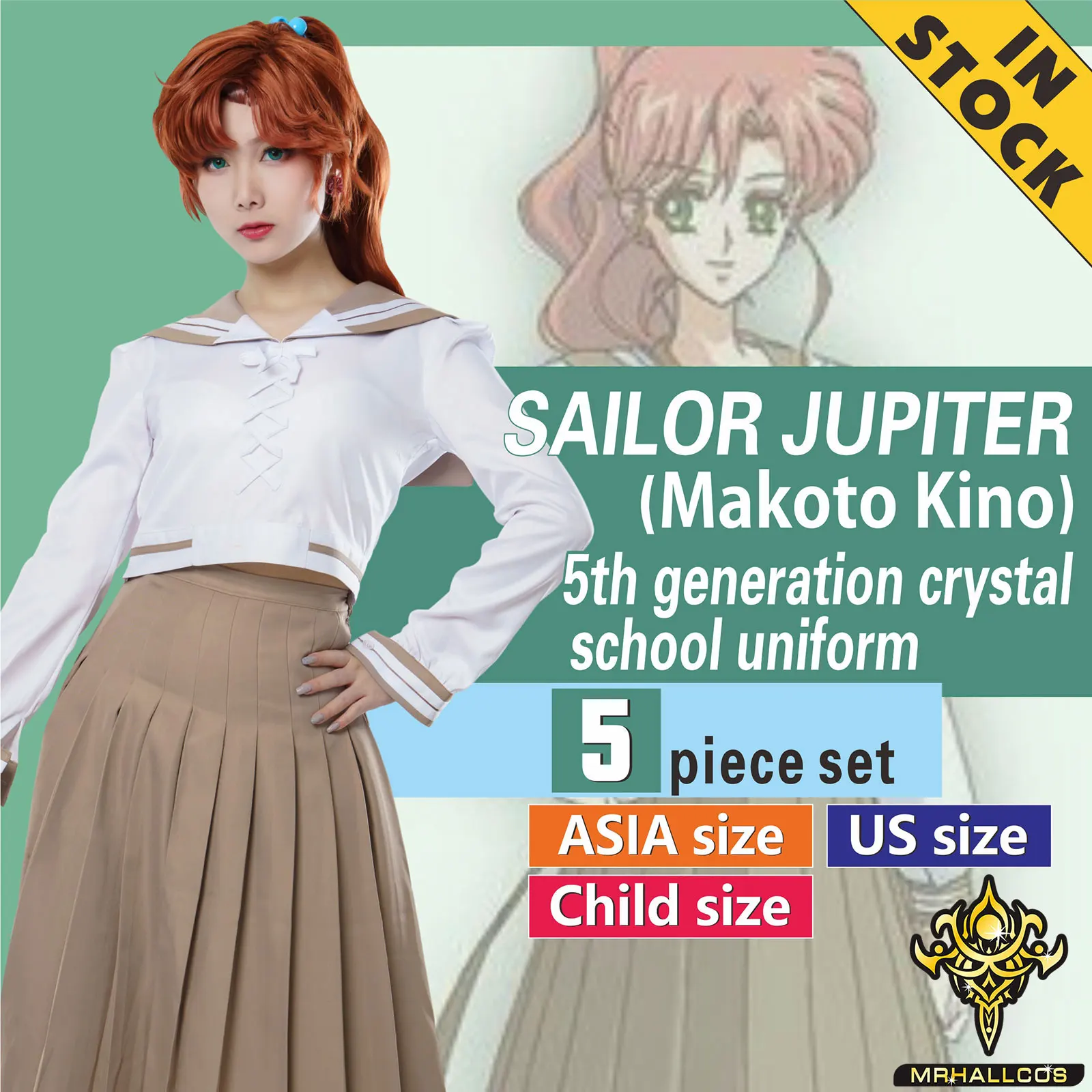 MRHALLCOS-Anime-Cosplay-Sailor-Moon-Jupiter-Makoto-Kino-Crystal-school ...