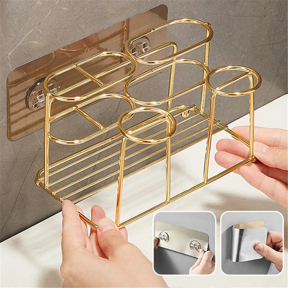 Self-adhesive-Wall-Toothbrush-Holder-Wash-Cup-Toothpaste-Basket-Shelf ...