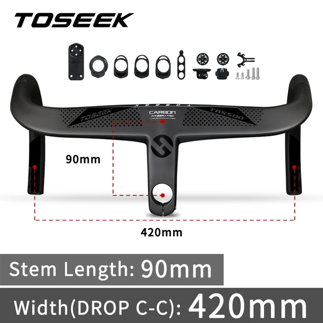 TOSEEK Full Crabon Bike Road Handlebar Integrated 400mm 420mm 440mm ...