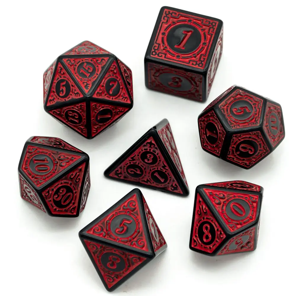 Poludie-DND-7Pcs-Set-Dice-Set-Window-lattice-Red-D4-D20-Polyhedral-Dice ...