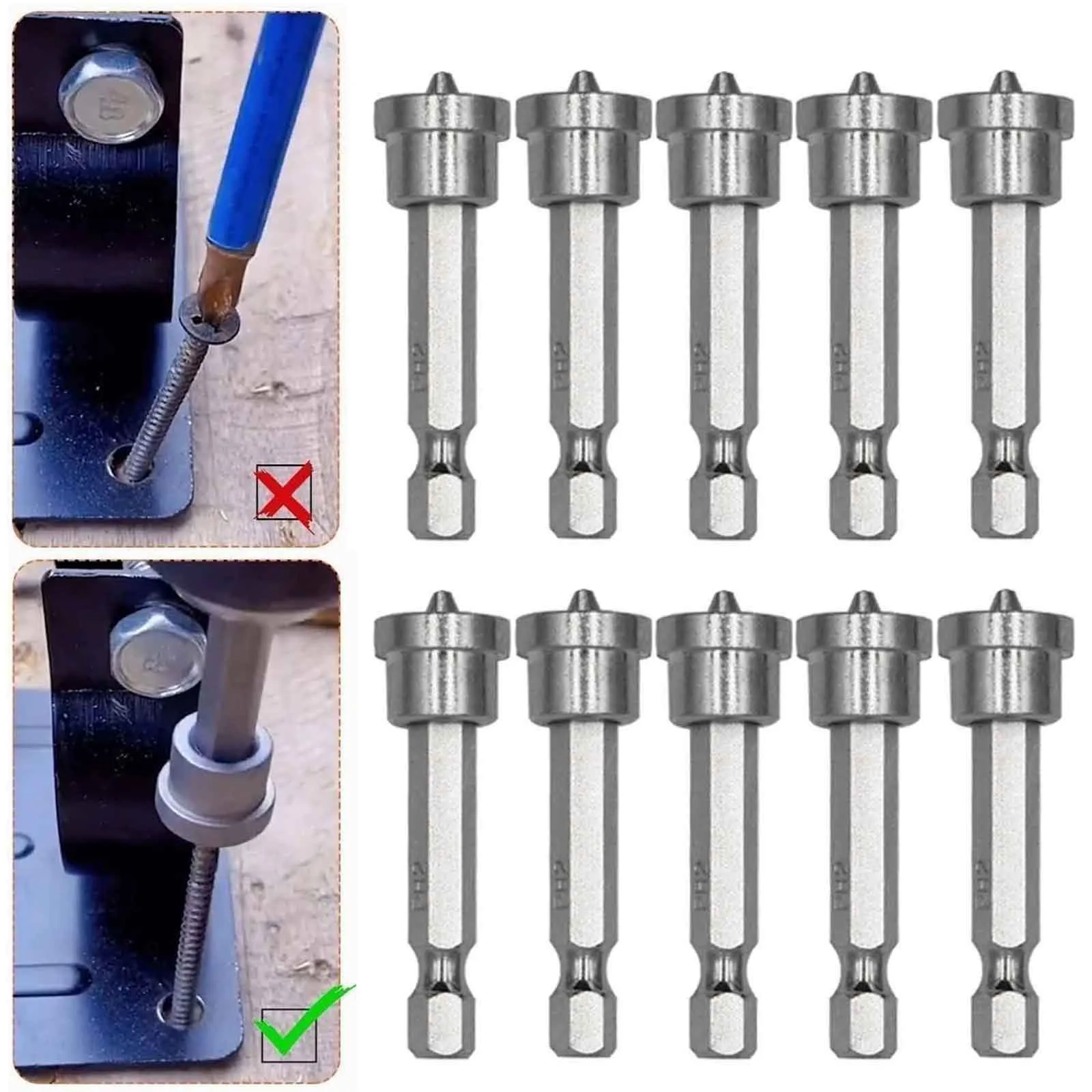 10pcs Set Magnetic Positioning Drill Screwdriver Bits Woodworking Screw ...