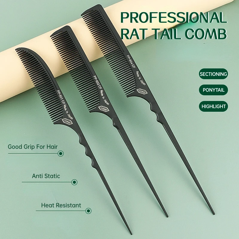 Hairdressing-Carbon-Comb-Hairstylist-Hair-Cutting-Comb-Tail-Comb ...