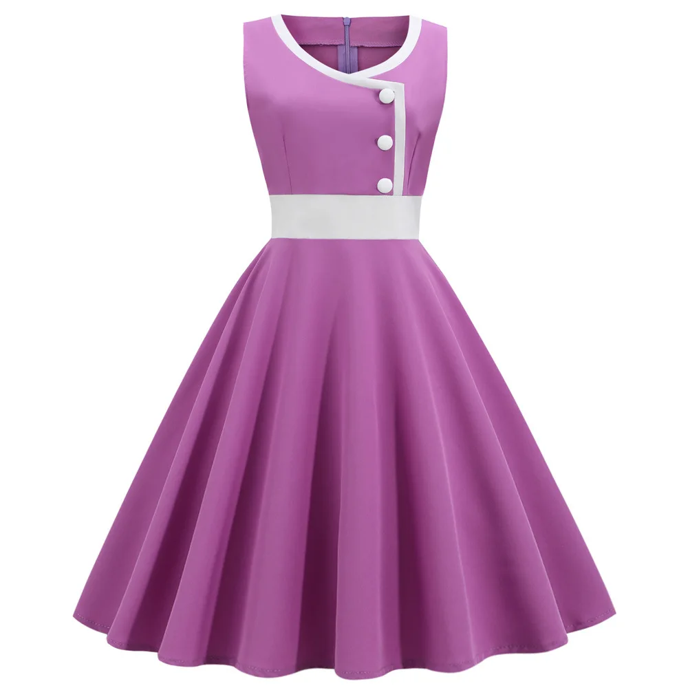 Purple Tank Vintage Dresses Rockabilly 50s 60s Women Jurken Party Swing ...