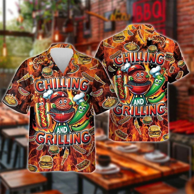 Grill-Party-Short-Sleeve-Shirts-For-Men-Clothes-Cute-Pig-Short-Sleeve ...