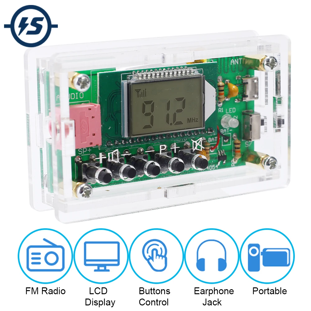 DIY-FM-Radio-Receiver-Kit-Digital-Radio-Wireless-Receiver-Adjustable ...