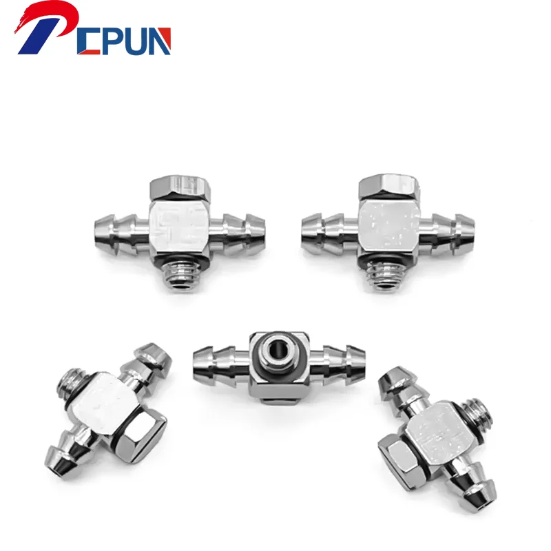 Pneumatic Hardware Metal Tee Pagoda Barb Type T M3 M5 M6 Tee SMC Quick ...