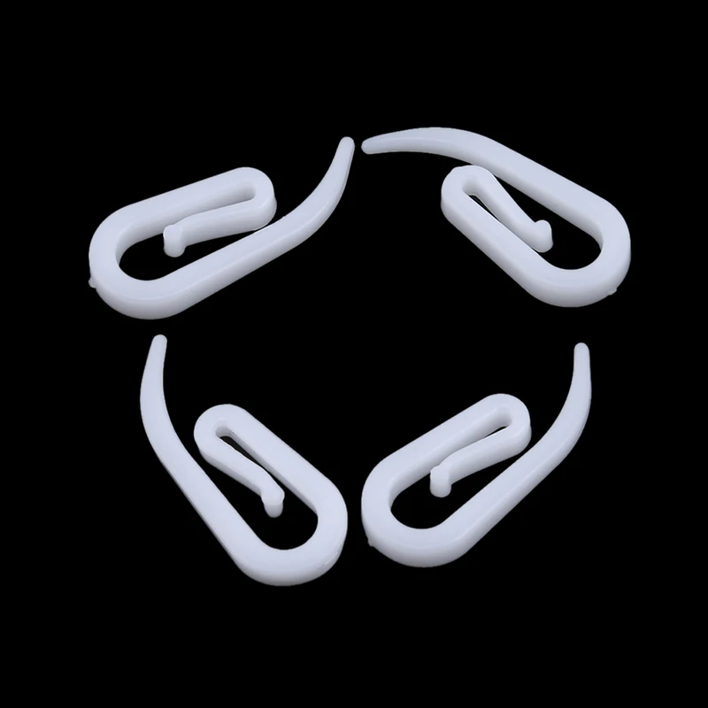 100pcs Practical White Hanging Curtain Hook Hanger Ring Loop Clip Glide ...