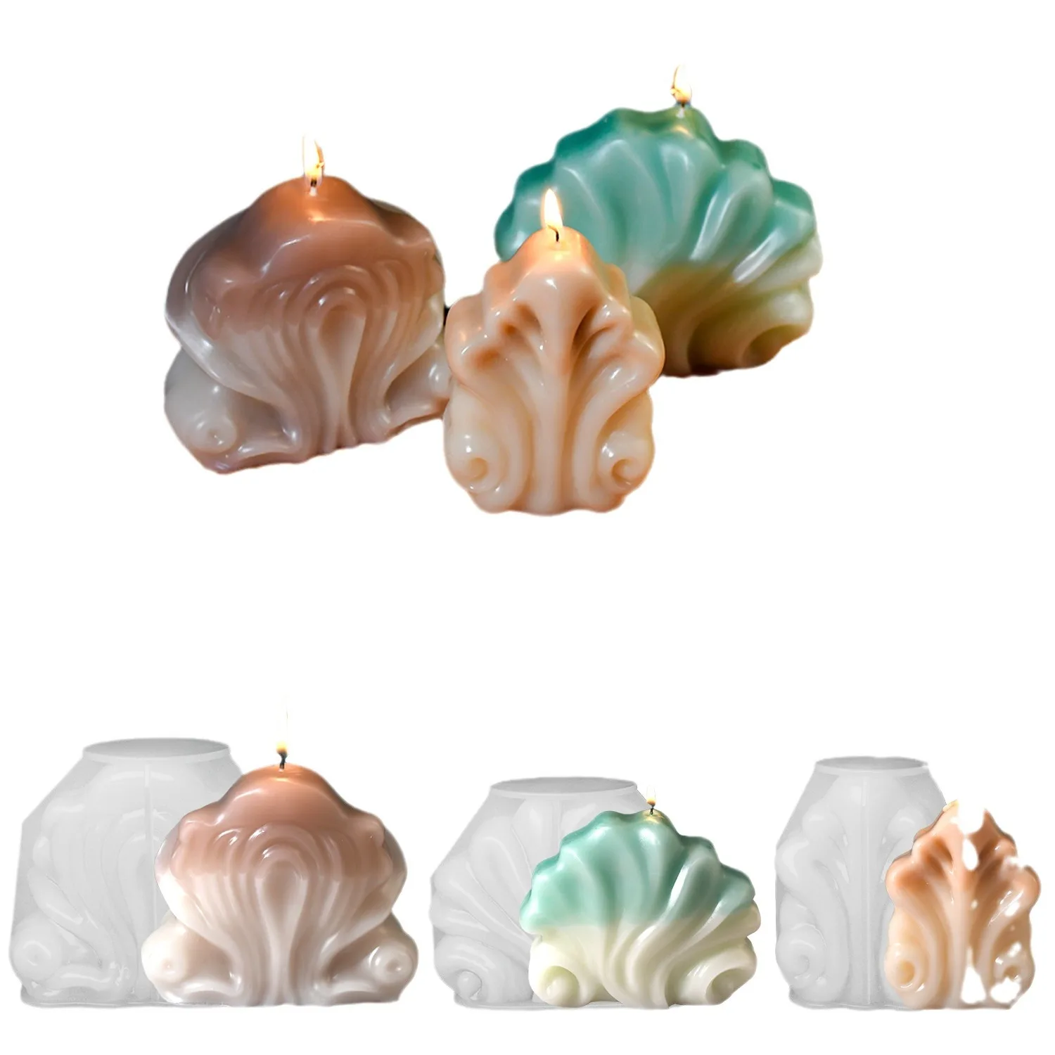 Shell-Series-Gypsum-Candle-Silicone-Mold-Chocolate-Cube-Baking-Crystal ...
